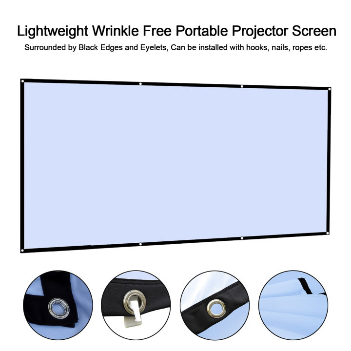 60 72 100 120 150 Inch 16:9 Portable Wrinkle Free Lightweight Projector ...