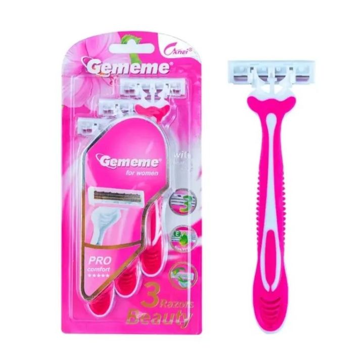 Gememe Woman Ladies Sensor 3 Blades - Pro Comfort - Razor for Women 4 ...