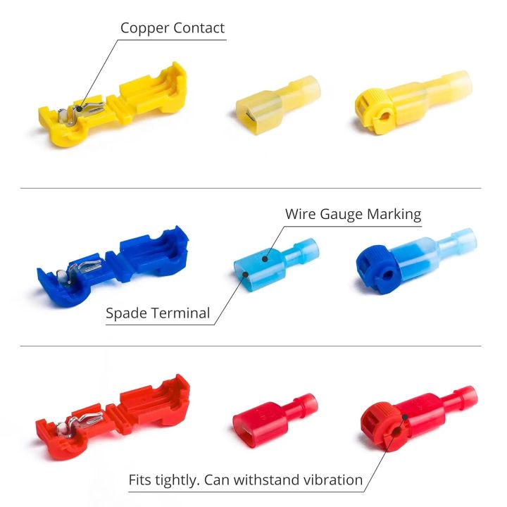 100pcs/50pairs T-Tap Wire Connectors, T Tap Electrical Connectors Quick ...