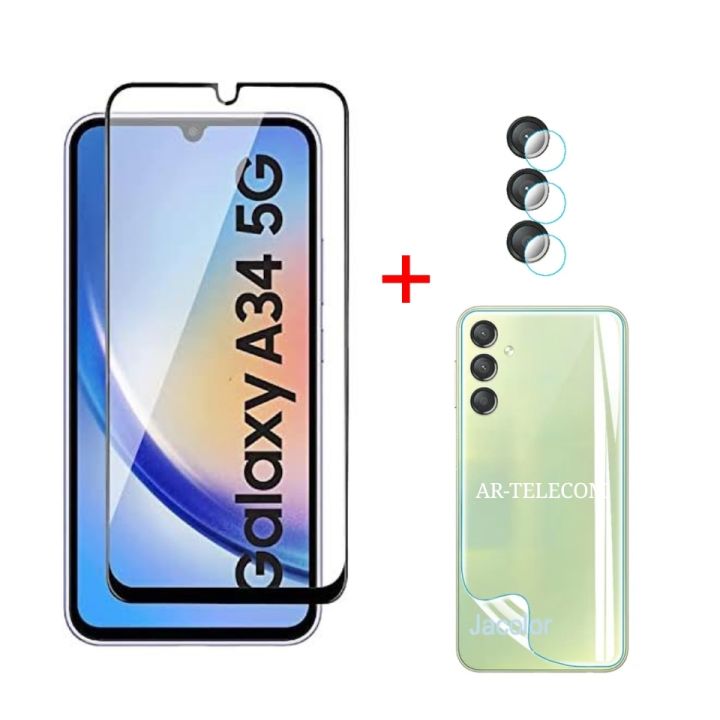 3in1 Combo for Samsung Galaxy A34 5G Screen Protector Glass + Camera ...
