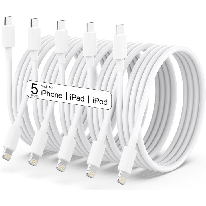 USB C to Lightning Cable Apple MFi Certified 5 Pack/6 FT iPhone Charger ...