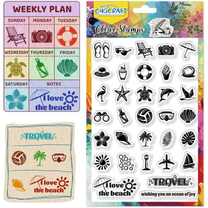 1PC Beach Elements Clear Stamp Transparent Ocean Animals Stamps for DIY ...