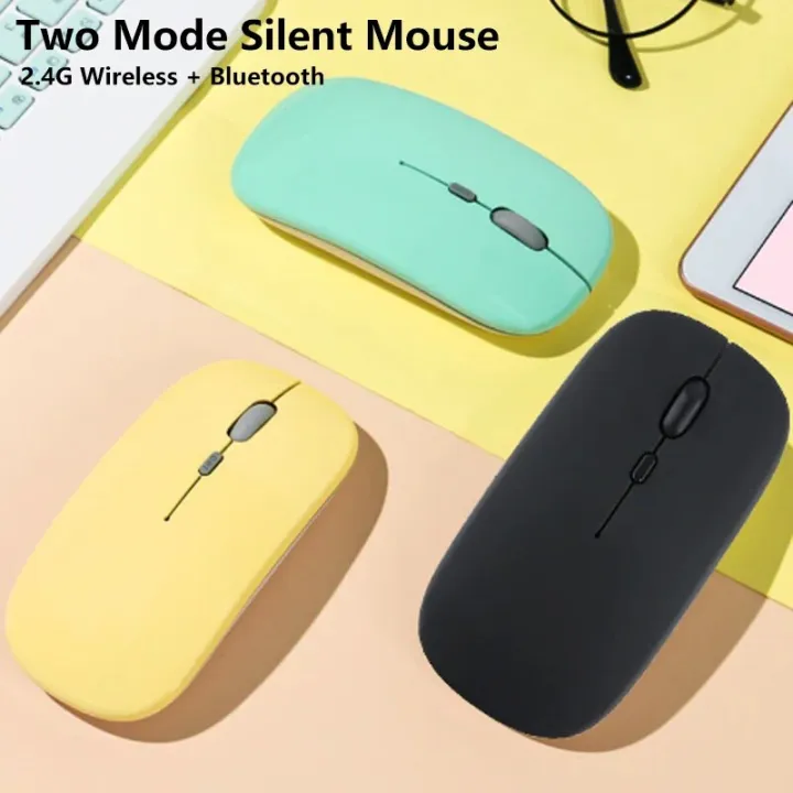 Candy Color Silent Mouse 2.4G Wireless Charging Bluetooth Two Mode ...