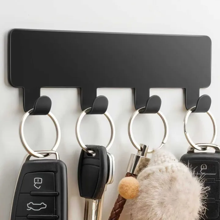 Key Hook Wall Mounted Storage Rack, 4-hook Adhesive Key Ring Rack ...