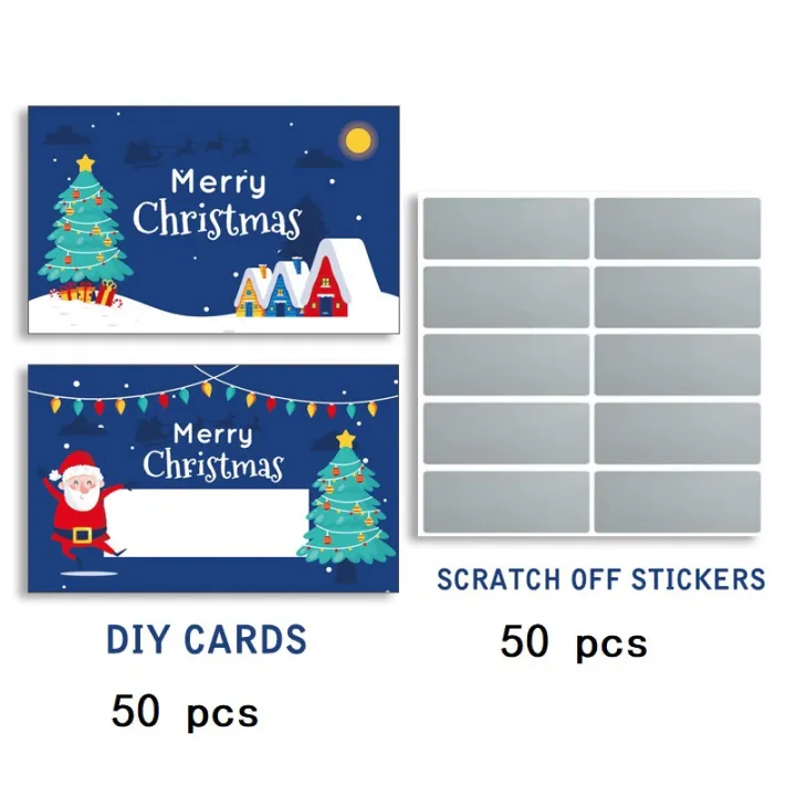 50 Pcs Christmas Scratch Off Cards Xmas Holiday Scratch Cards for Small ...