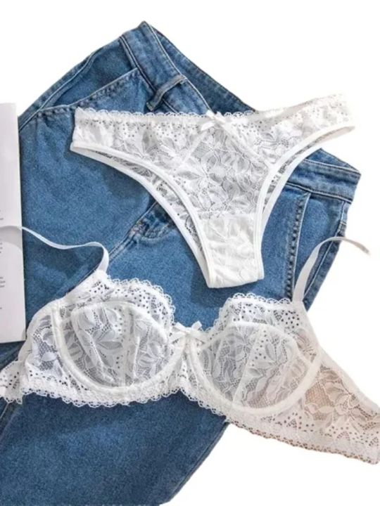 MOYISU French temptation lace big boobs small bra underwear ultra thin ...