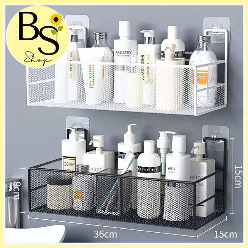 Bsshop bathroom storage rack wall mounted shelving without drilling ...