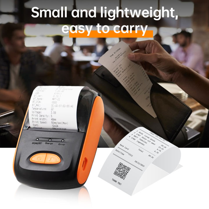 Receipt Printer Portable 58mm Mobile Thermal Printer Wireless BT Mini ...