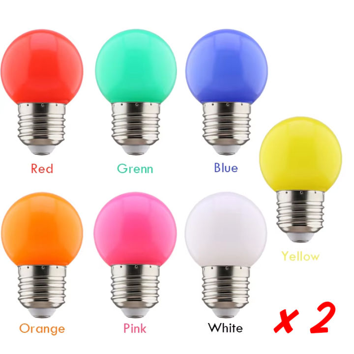 2pcs Colorful Led Light Bulb G45 E27 220V LED Lamp Red Yellow Blue ...