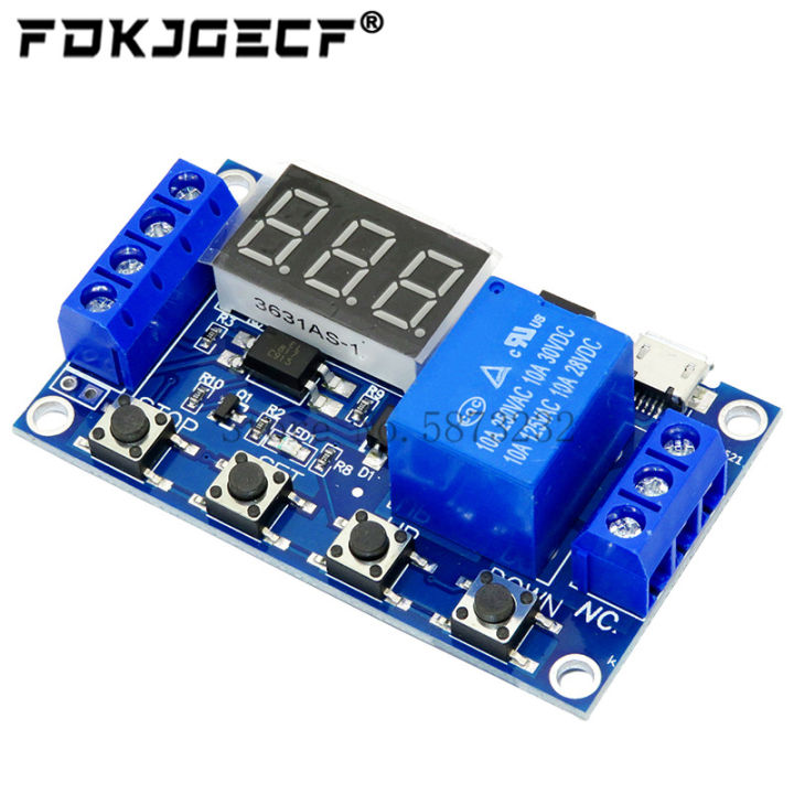 6-30V Relay Module Switch Trigger Time Delay Circuit Timer Cycle Adjustable Trigger OFF / ON ...