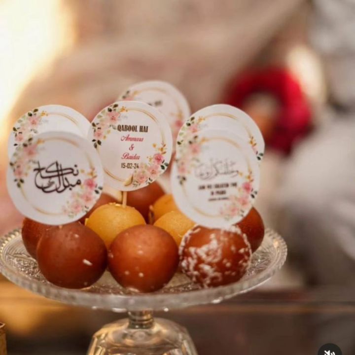 PACK OF 20 Customized Mini Mithai Toppers. Label Cards with Names for ...