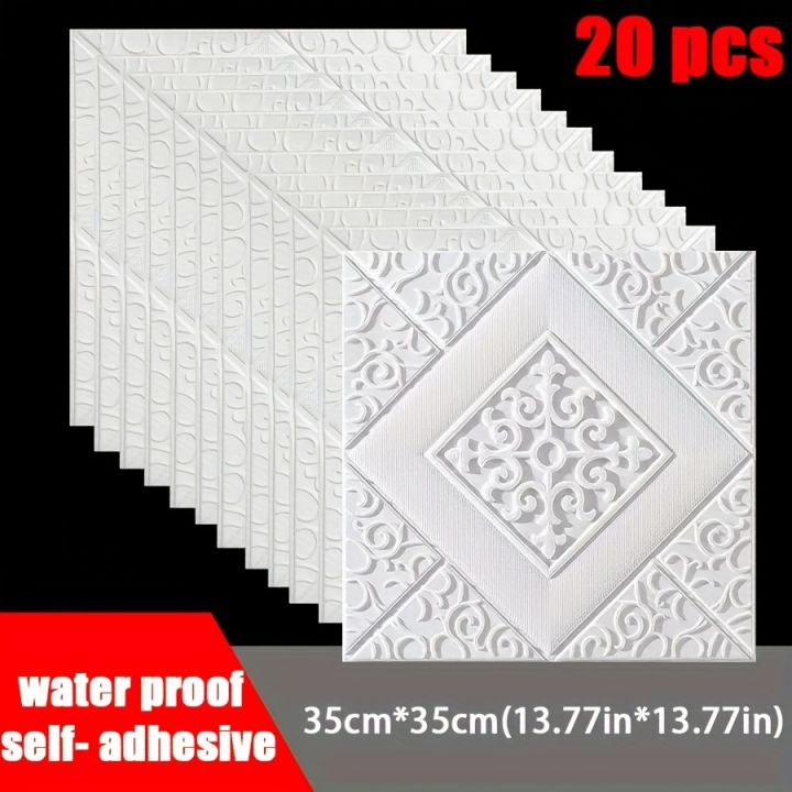 20pcs 3D Ceiling Wallpaper self adhesive wall decor Waterproof foam ...
