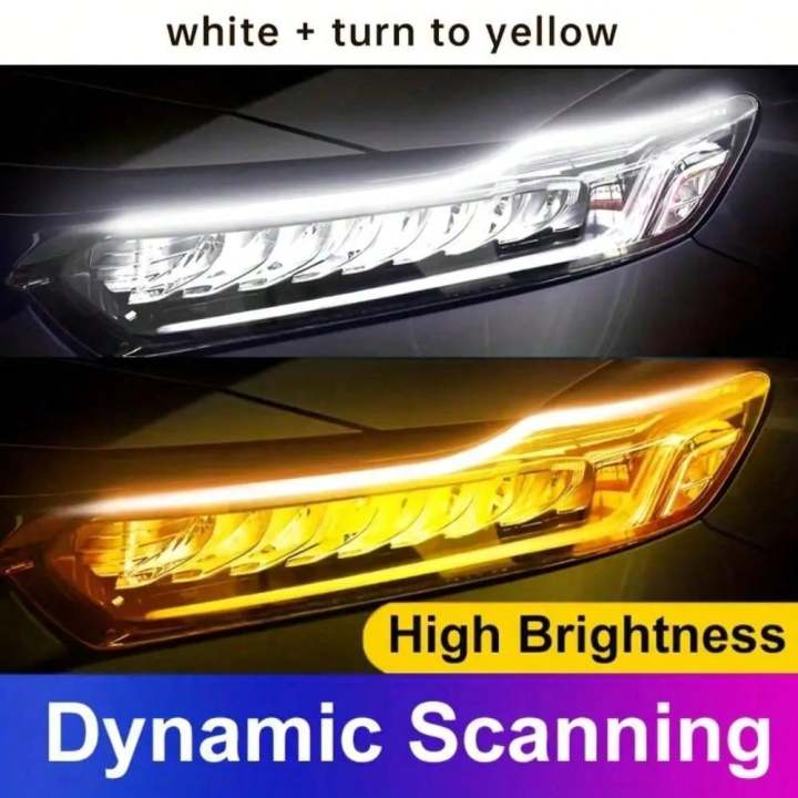 2pcs LED DRL Car Daytime Running Light Flexible Waterproof Strip Auto ...