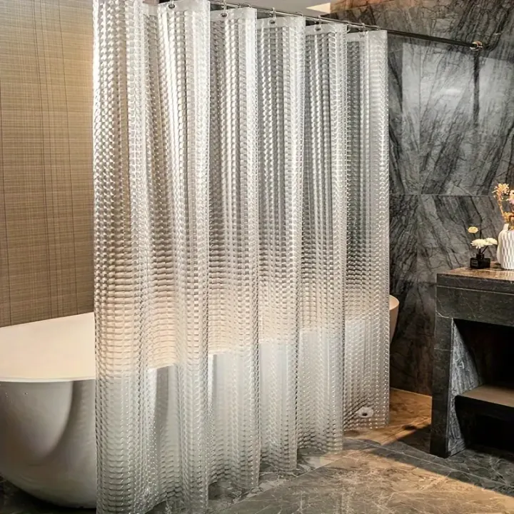 1pc 3D Crystal Clear Shower Curtain Liner, Waterproof Lightweight ...