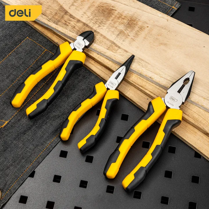DeLi Universal Wire Cutter Diagonal Pliers Crimping Pliers Needle Nose Pliers Multifunctional ...