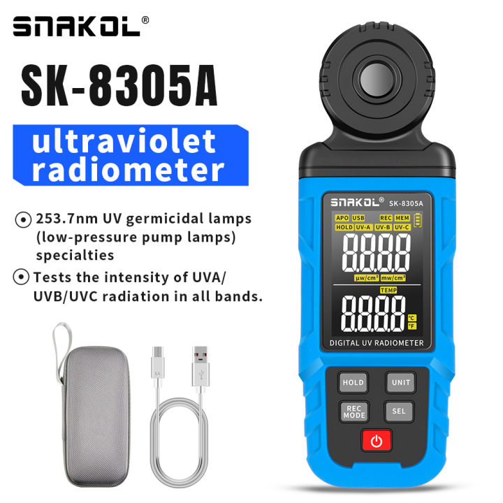 Snakol Digital UV Illuminometer UVA+UVB+UVC ultraviolet radiation Meter ...