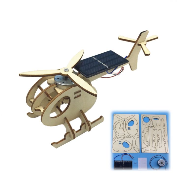 DIY Mini Solar-Powered Helicopter Wooden Aircraft Puzzle DIY ...