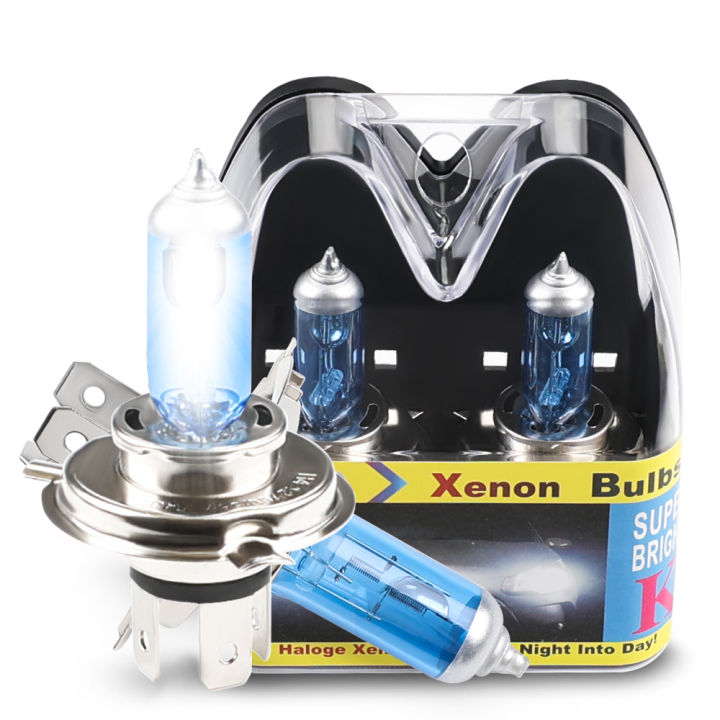 2pcs H4 55W 100W Super Bright White Fog Lights Halogen Bulb High Power 12V 6000K Car Headlights ...