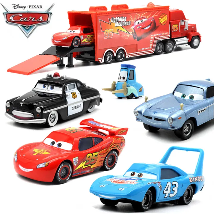 2025 Disney Cars Figures Mack Truck Lightning McQueen Racing 1:55 Die ...
