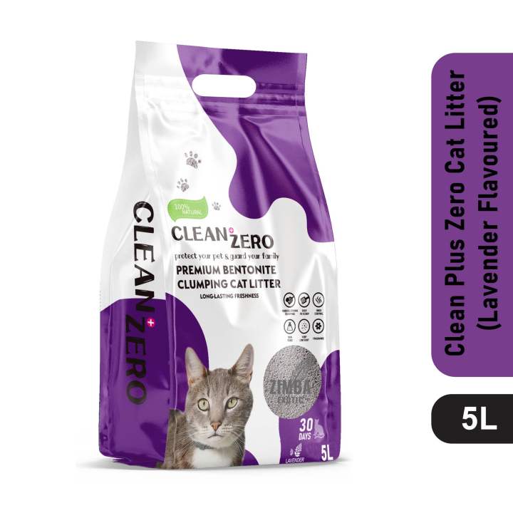 Clean + Zero Clumping Cat Litter (Lavender Flavored) 4Kg 5L | Daraz.lk