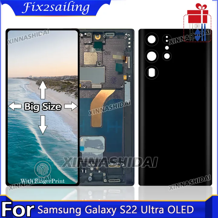 100% Tested OLED For Samsung S22 Ultra LCD Display Digital Touch Screen ...