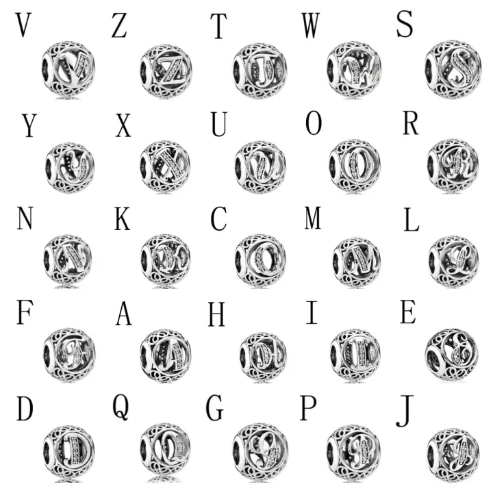 2024 Hot Sale European Plated Silver Fine Round 26 Letter A D H Beads ...