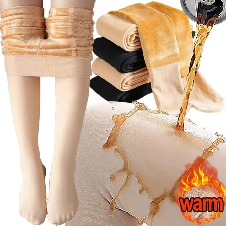 Women Fleece Lined Tights Winter Thermal Leggings High Waist Thick Warm ...