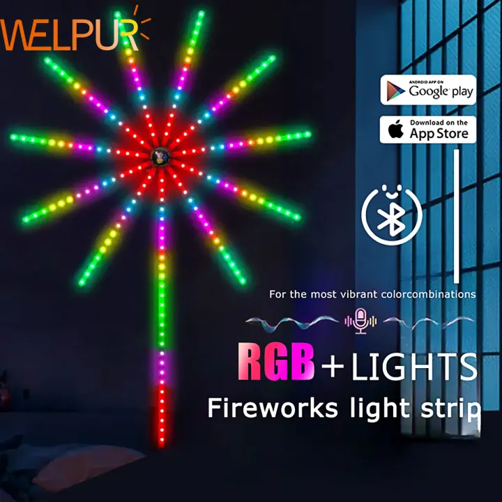 LED Firework Strip Lights RGBIC Remote-Controlled Christmas Atmosphere ...