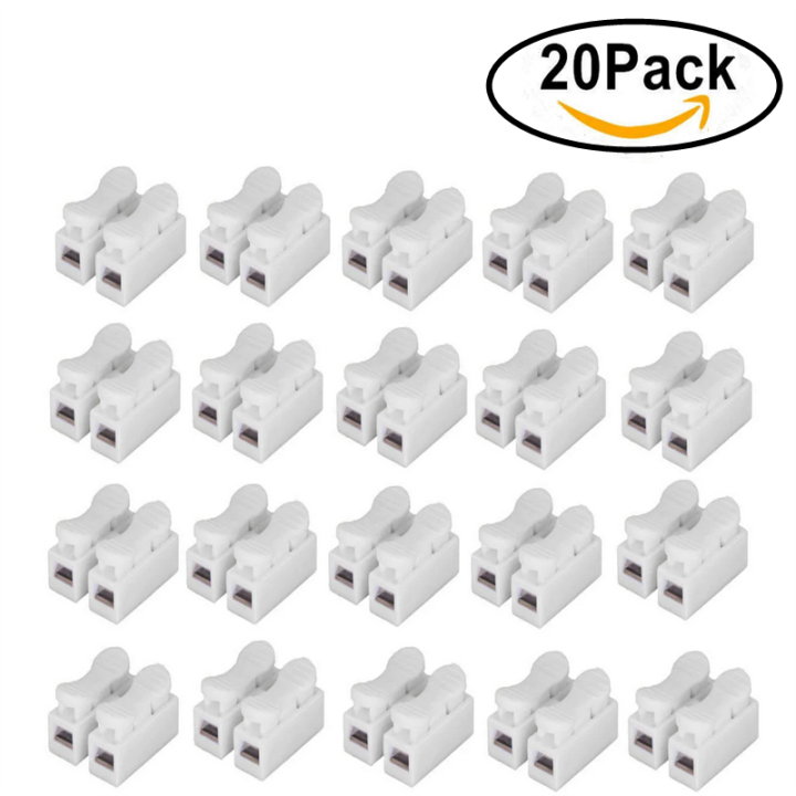20Pcs CH2 Spring Quick Wire Connector Cable Clamp 2p Electrical Crimp ...