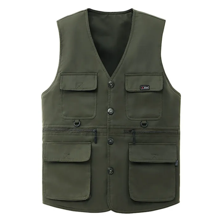 Multi pockets work vest men hiking vest camping fishing vest vintage ...