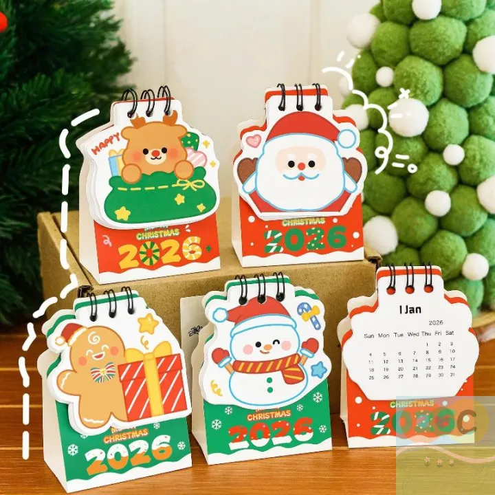 Christmas 2026 Mini Cartoon Table Calendar; Utilitarian Daily Planner ...