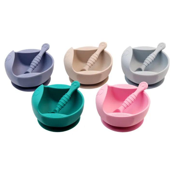 Baby Led Weaning Bowl, Silicone Suction Plate with Spoon, Self-Feeding ...
