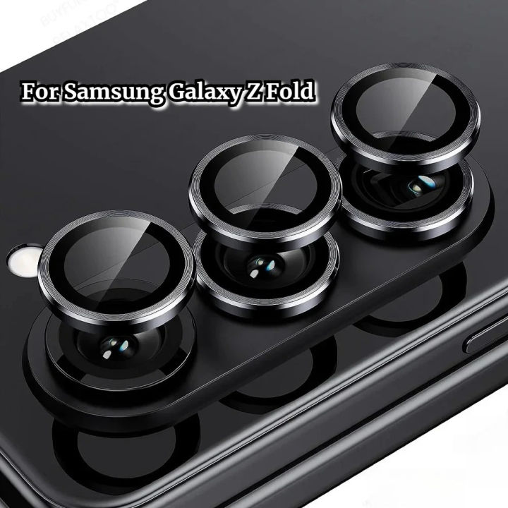 1Set HD Full Coverage Metal Ring Tempered Glass Lens Cover For Samsung ...