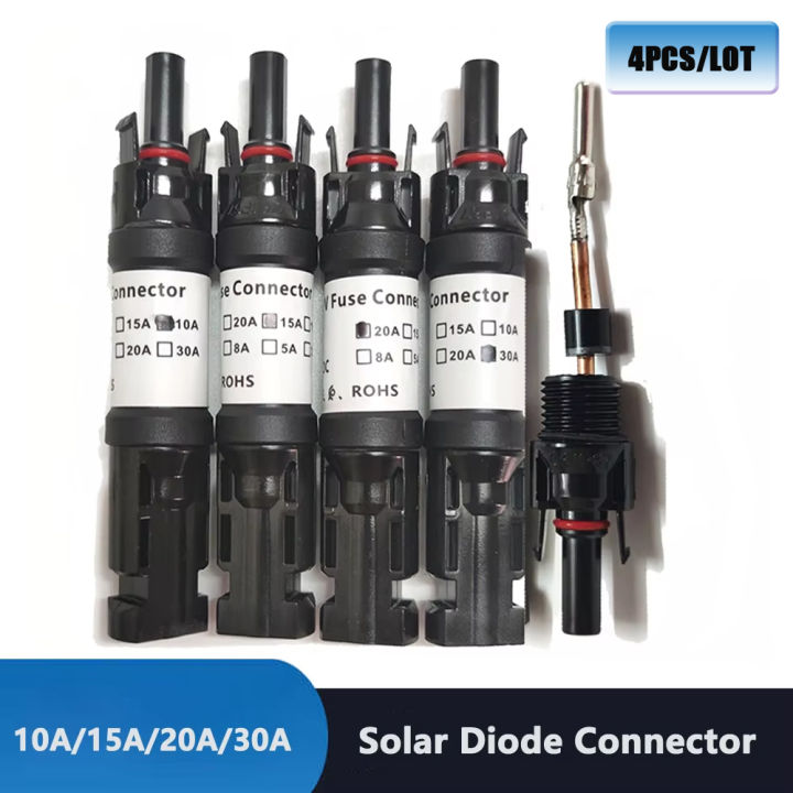 4PCS Solar DC Connector Built-into10a 15a 20a 30a Diodes For PV System ...