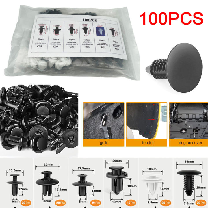 6 Size Car Retainer Clips Plastic Fasteners Kit Auto Trim Panel Clip ...