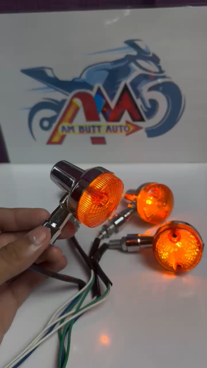 Classic Chrome Bike Turn Signal Lights – Universal Fit (4 Pieces)/Round ...