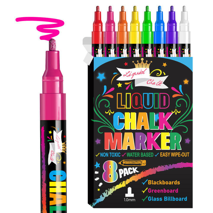 Liquid Chalk Pens-Extra Fine Tip Chalk Markers (8 Pack 1mm Point),Dry ...