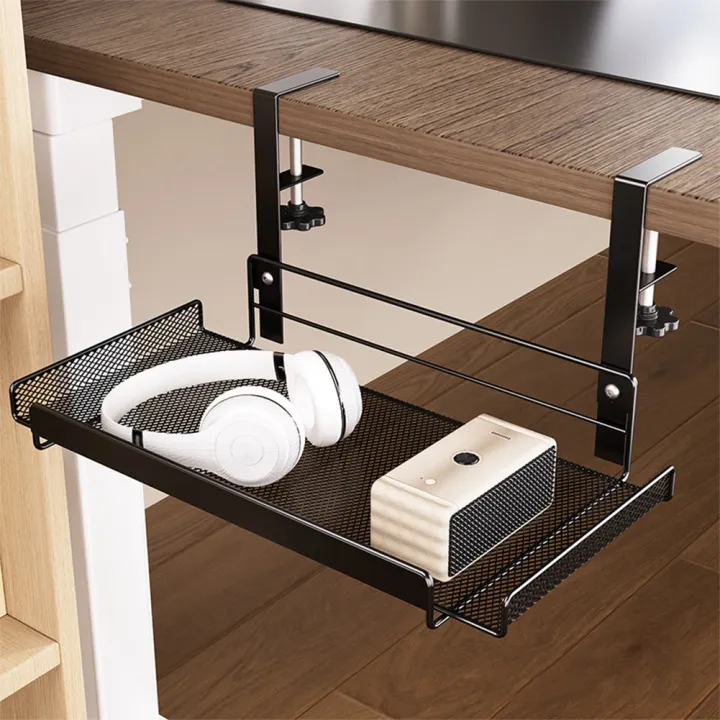 Under Table Storage Rack Metal Cable Management Tray Computer Desk Wire ...