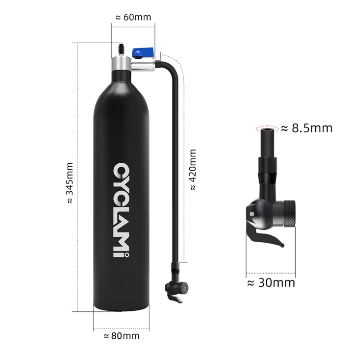 CYCLAMI Tubeless Tire Inflation Tank 1.3L Mountain Road Bike Inflator ...