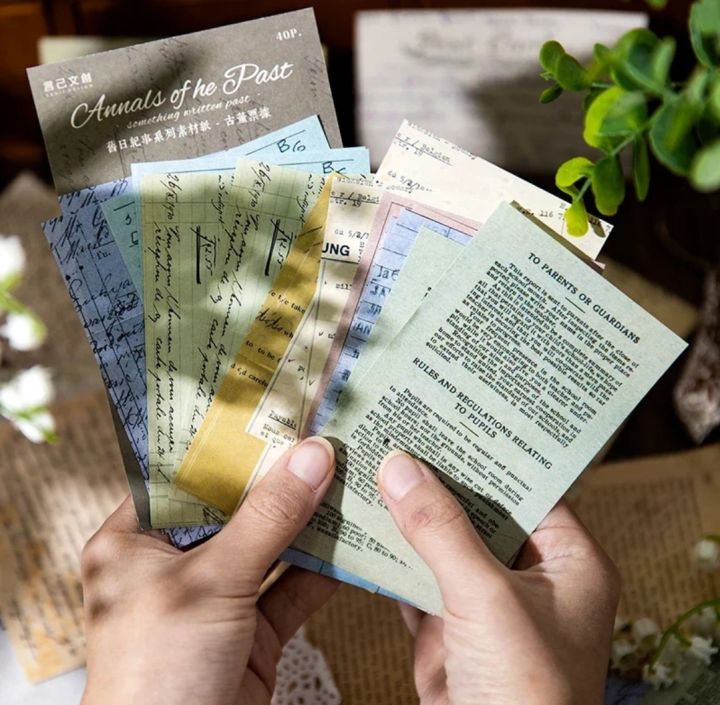 40Pieces Retro Classical Material Paper Handwritten past Collage hand ...