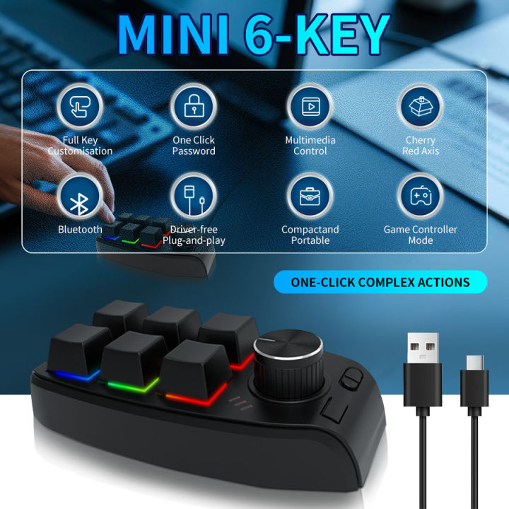 Bluetooth Programming Macro Custom Keyboard 6 Key 3 Knob RGB DIY ...