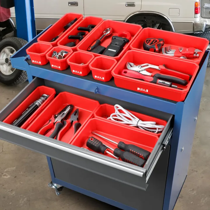 AIRAJ 9/21/25/36Pcs Tool Box Set Plastic Stackable Toolbox Garage ...