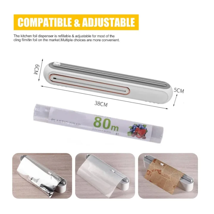 Suction Cup Cling Film Cutter Set Tin Foil Baking Paper Divider Kitchen ...