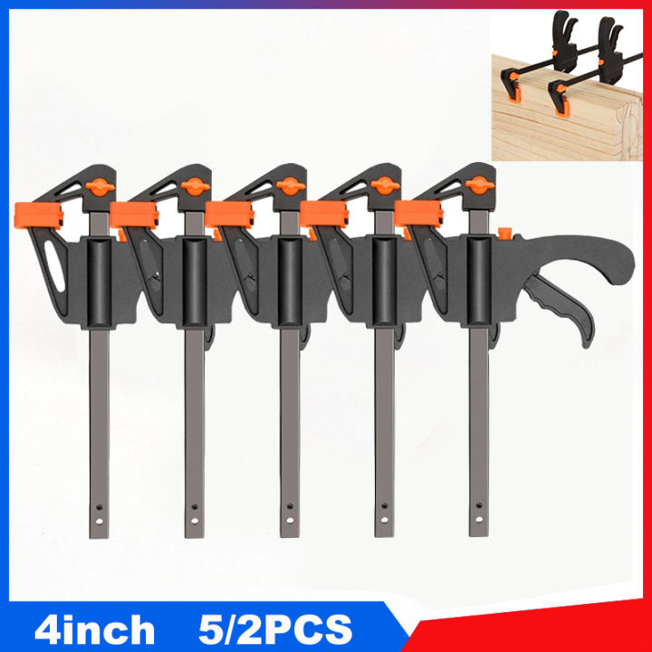 5/2pcs Woodworking Work Bar 4 Inch Clamp Clip Set Hard Quick Ratchet ...