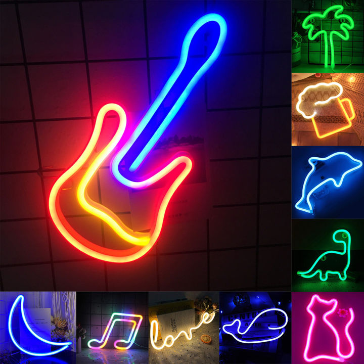 LED Neon Sign LED Night Lights Cat Love Wall Signs Dolphin Dinosaur ...