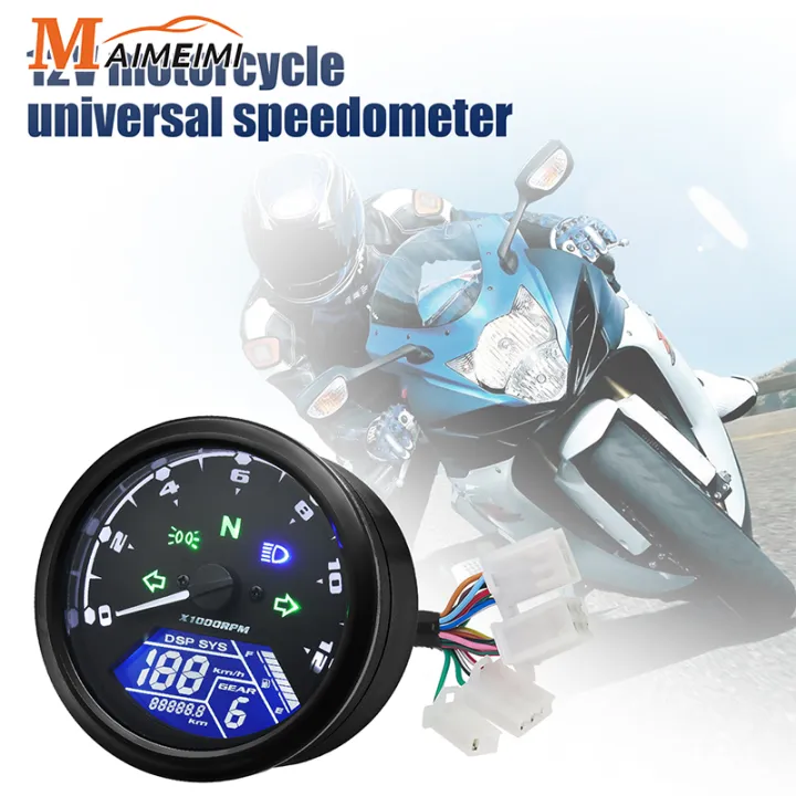 0~12000RPM Universal Motorcycle Speedometer Digital LCD Display Speed ...