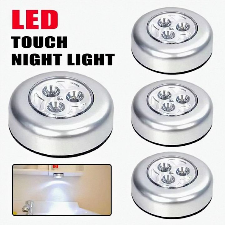 [PACK OF 3 ] Mini Wireless 3 LED Light Push Touch Lamp Kitchen Cabinet ...