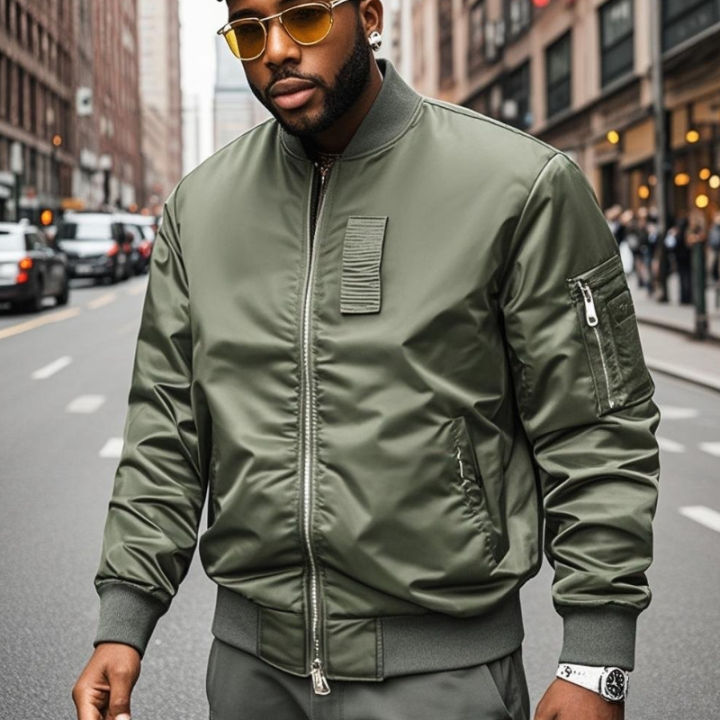 MA1 Pilot Jacket Men's American Retro Brand Stand Up Collar Bomber ...