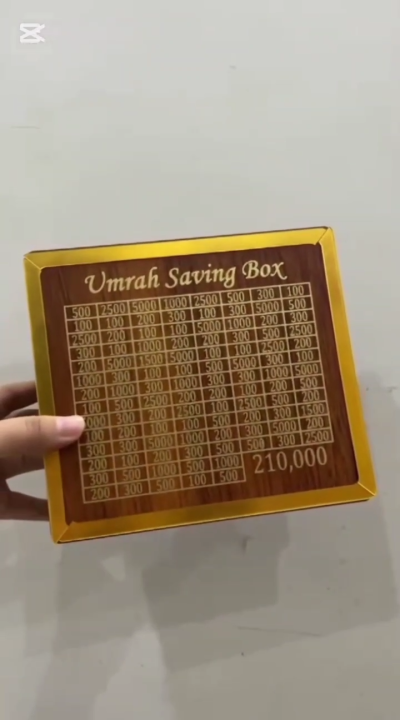 Umrah Saving Box - Wooden Umrah Saving Box - 280 Days Savings Plan - Islamic Halal Money Jar for ...