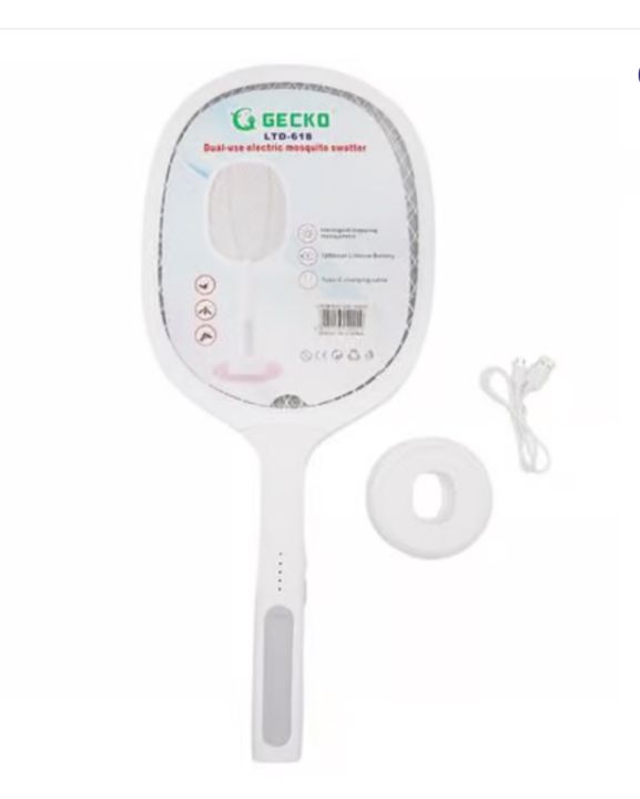 Gecko Dual-Use Electric Mosquito Racket Standing Fly Insect Swatter LTD ...